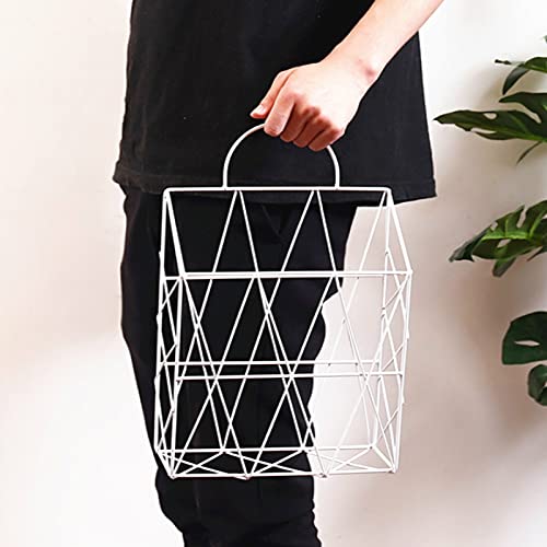 MRBJC Premium Nordic Style Iron Storage Basket,Secure Fastening-Suitable for Newspaper, Paperwork, Magazines, Keepsakes, Toys-Great for Anywhere The Home White 25.5x10x38cm