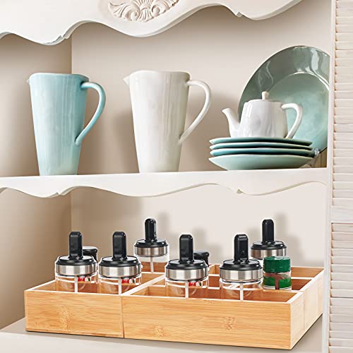 Fabsome Bamboo Drawer Organizer Box Set, 5 Individual Storage Containers for Makeup Utensil, Drawer Organization for Kitchen, Vanity, Dresser, Pantry, Garage, Office