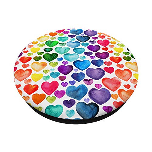 LGBTQ Rainbow Hearts Gay Pride Flag Gay Lesbian Proud PopSockets Swappable PopGrip