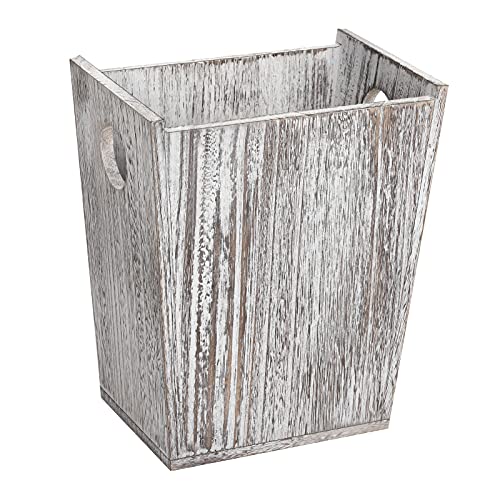 LIANTRAL Trash Can Wastebasket, 2-Gallon Waste Basket Wooden Small Rustic Trash Can Garbage Container Bin for Bathroom, Bedroom, Kitchen, Office