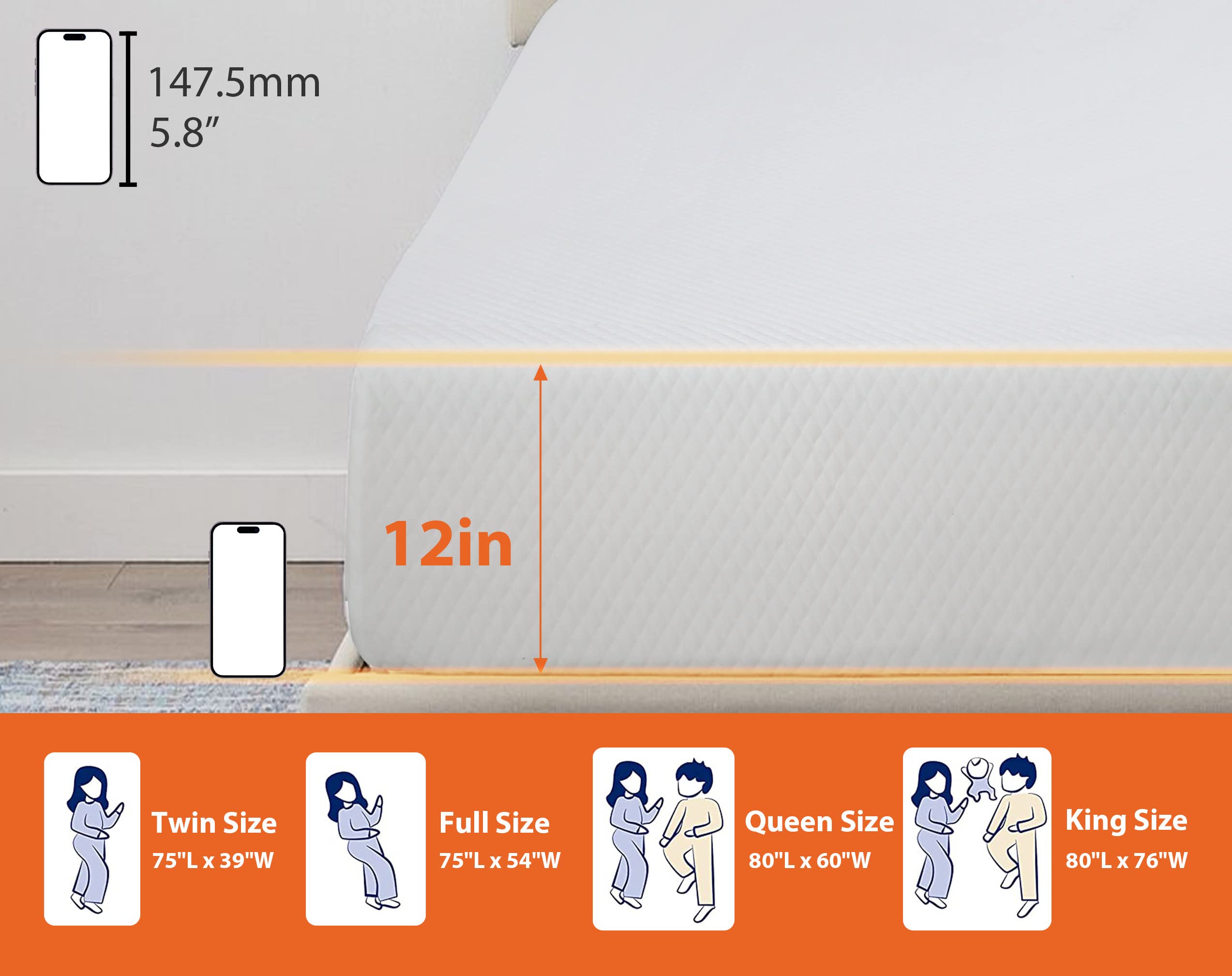 MKDLUFEI 12 Inch Gel Full Size Memory Foam Mattress Medium Firm Full Size Mattress in a Box for Cool Sleep & Pressure Relief,CertiPUR-US Certified Full Mattress