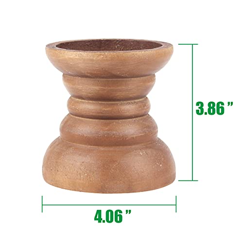 Stonebriar Small Decorative Natural Wood Pillar Candle Holder 4 inch