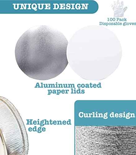 Forsone 50 Pack 8-Inch Round Aluminum Foil Pans With Lids Disposable Aluminum Tin Foil Cake Pans for Storage, Baking, Roasting, Meal Prep, Reheating, Freezer & Oven Safe