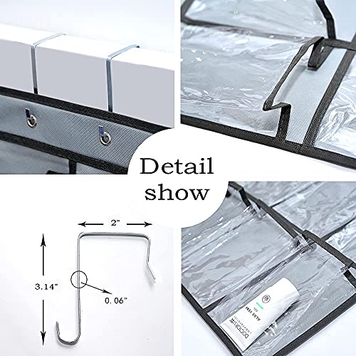 CiLai Over The Door Shoe Organizer 24 Large Crystal PVC Pockets Hanging Shoe Hanger Holder for Closet(Grey)