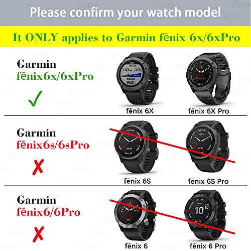 iDaPro [4 Pack] Screen Protector for Garmin fenix 6X Pro / 6X Pro Solar/ 6X 51mm Watch + Silicone Anti-dust Plugs Tempered Glass Anti-Scratch Bubble-Free
