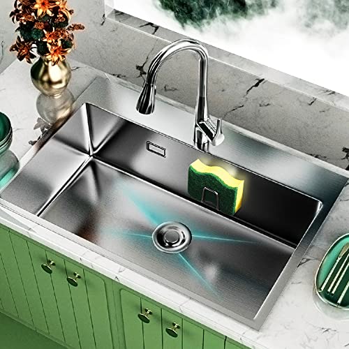 SENLIXIN Sponge Holder Self Adhesive Sponge Holder for Kitchen Sink Caddy Stainless Steel Rust Proof Waterproof Quick Drying (A-Silver)