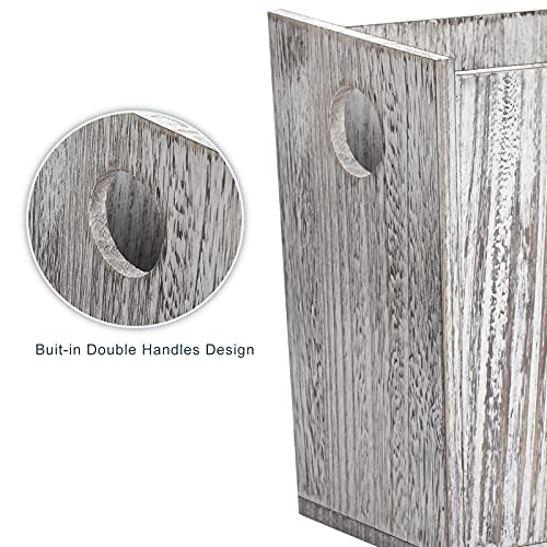 LIANTRAL Trash Can Wastebasket, 2-Gallon Waste Basket Wooden Small Rustic Trash Can Garbage Container Bin for Bathroom, Bedroom, Kitchen, Office