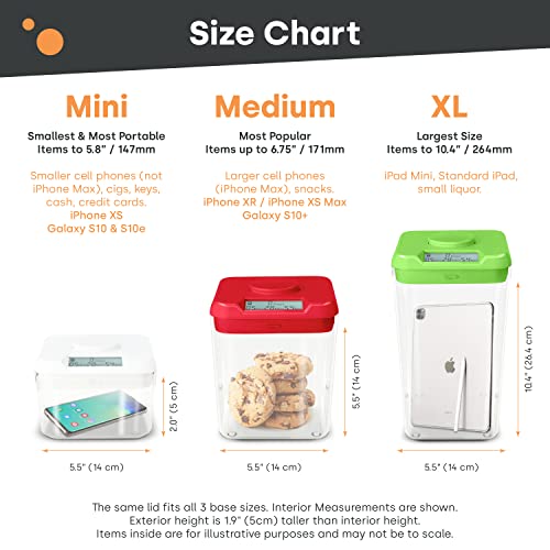 KSafe Timer Lock Box for Phones, Snacks & Medications - Cell Phone Jail & Food Safe with Timer - Time Locking Container for Better Habits & Addiction Management (Mini, White Lid + 3.0β Clear Base)