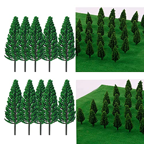 Mantouxixi 10Pcs Model Pine Cedar Trees 1:25 Green Architecture Tree for O G Scale Railway DIY Scenery Landscape Layout Natural Green 16cm/6.3inch