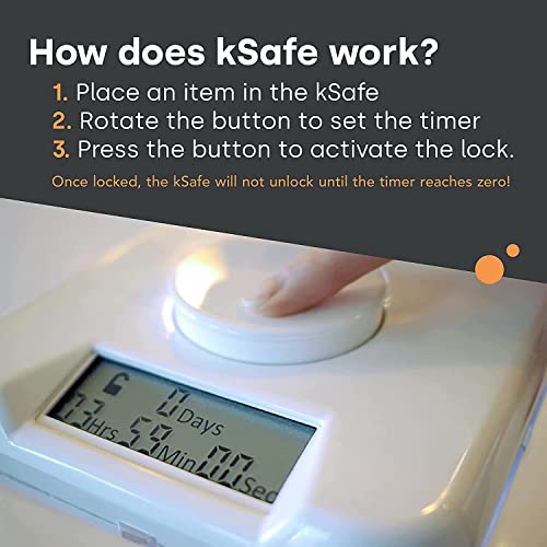 KSafe Timer Lock Box for Phones, Snacks & Medications - Cell Phone Jail & Food Safe with Timer - Time Locking Container for Better Habits & Addiction Management (Mini, White Lid + 3.0β Clear Base)