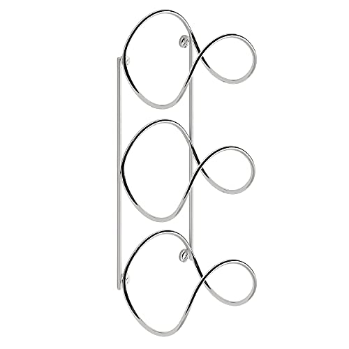 Wallniture Boto Bathroom Towel Rack Wall Mounted Bathroom Organizer, Bath Towel & Hand Towel Holder, 3 Sectional Bathroom Storage Rack Chrome Round Shape