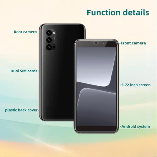 aderroo Unlocked Cell Phone ,Reno4pro Android Smartphone,Dual SIM Card,5.72-inch IPS Full-Screen,1GB RAM 8GB ROM,Supports The SIM Card Frequency Band of 3GWCDMA:850/2100MHZ(Black)