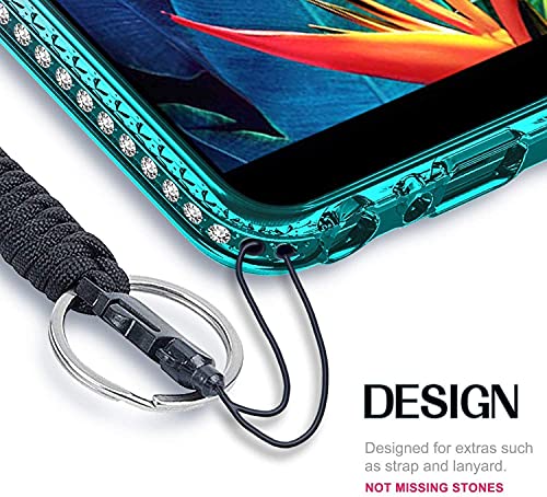 NGB Compatible for iPhone 8 Plus Case, iPhone 7 Plus /6 Plus /6S Plus with Tempered Glass Screen Protector, Ring Holder, Girls Women Kids Liquid Bling Sparkle Glitter Cute Case (Pink/Aqua)