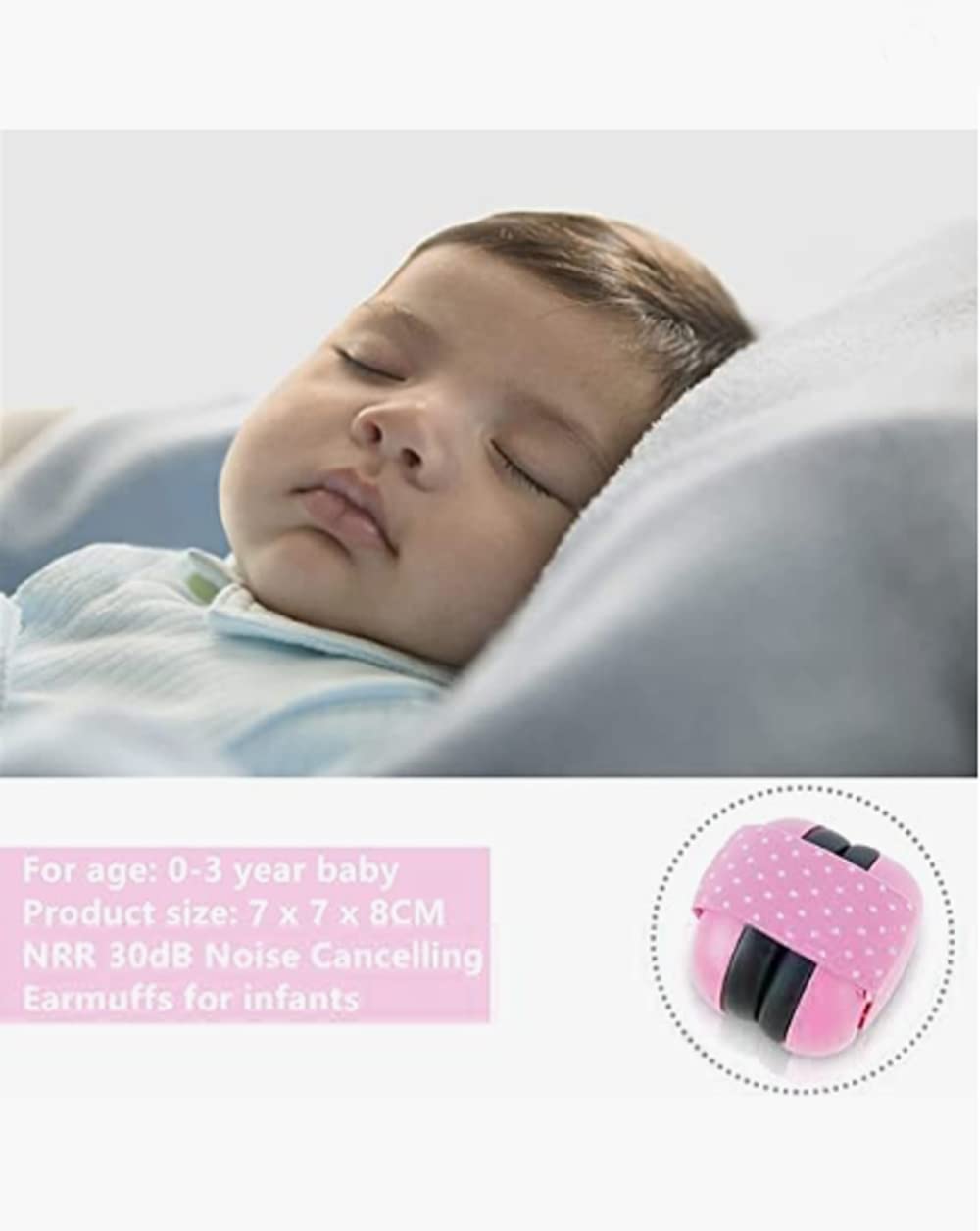 Baby Infant Ear Defenders Newborn Noise Cancelling Headphones Adjustable Soundproof Earmuffs Sleep Earmuffs for 0-3 Yrs