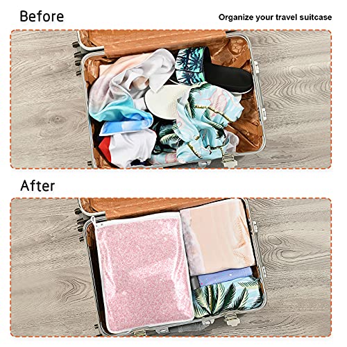 Pink Mesh Laundry Bags with Zipper, Travel Storage Organize Bag, Clothing Washing Bags for Laundry, Set of 2