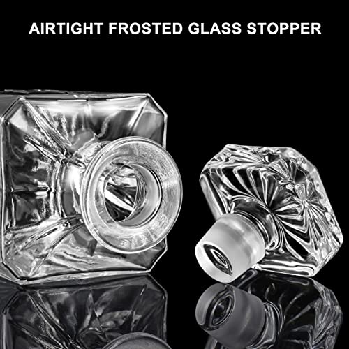 Hibekol Whiskey Decanter with Glass Stopper Lead-Free Glass 25.3 oz/ 750ml Decanter for Bourbon, Wine, Scotch, Vodka or Liquor…