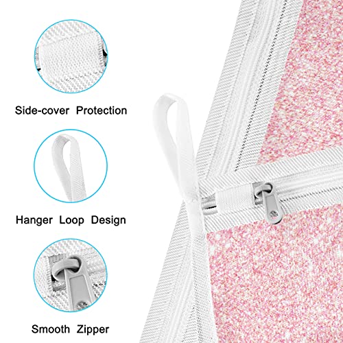 Pink Mesh Laundry Bags with Zipper, Travel Storage Organize Bag, Clothing Washing Bags for Laundry, Set of 2