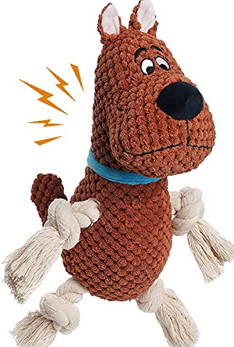 napojoy Dog Toys, Stuffed Dog Toys for Medium Large Dogs Boredom, Squeaky Dog Chew Toy with Crinkle Paper, Outdoor Puppy Toys Interactive Tough Plush Rope Toys for Stimulating