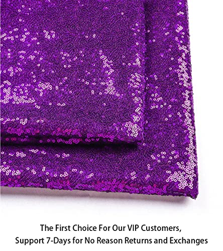 Pardecor Sequin Curtains Panels Sequin Backdrop Curtain Glitter Curtains Sparkle Photo Booth Backdrop Shimmer Backdrop for Parties Wedding Backdrop (2pc 2ftx7ft, Royal Purple)