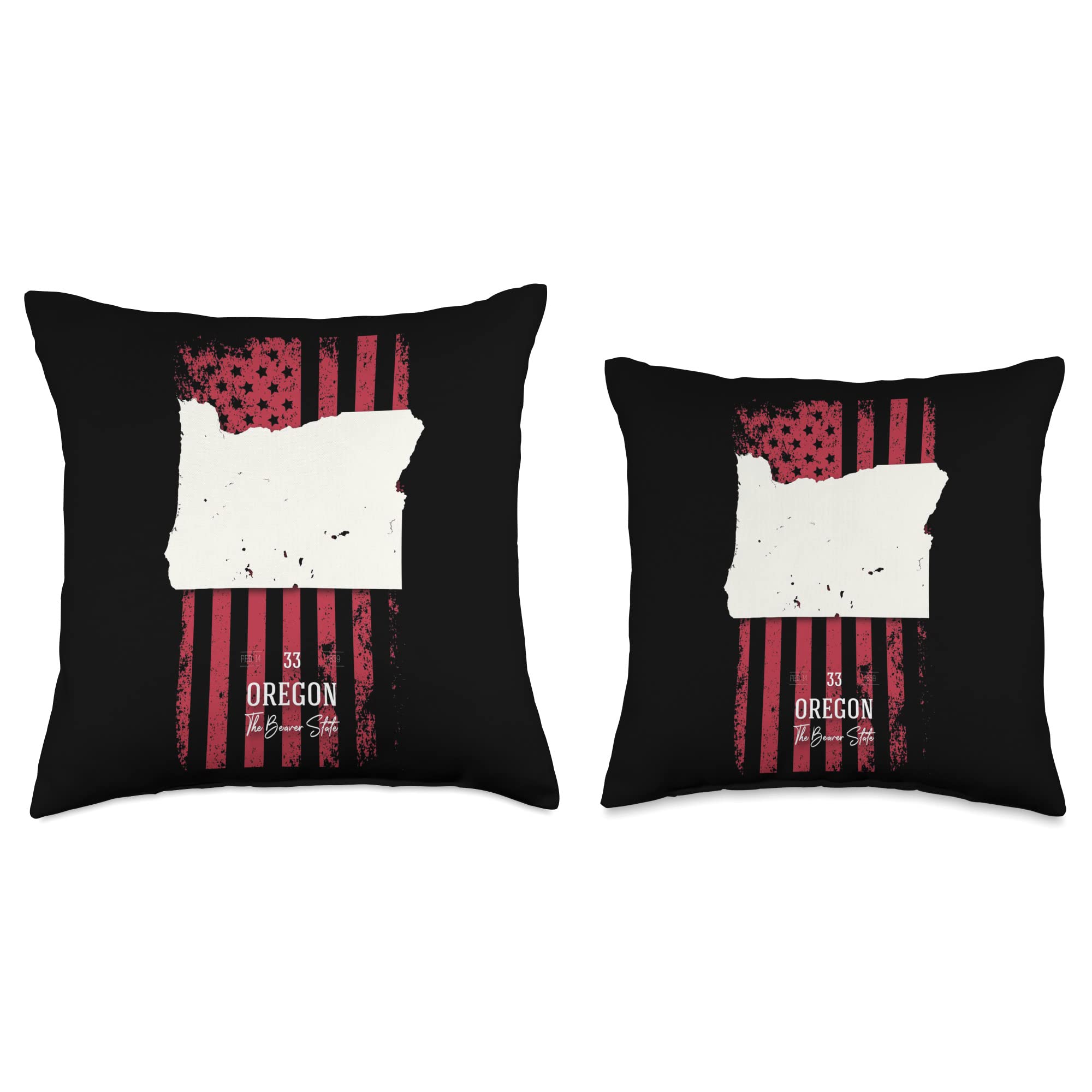 Oregon State Map USA Throw Pillow, 18x18, Multicolor