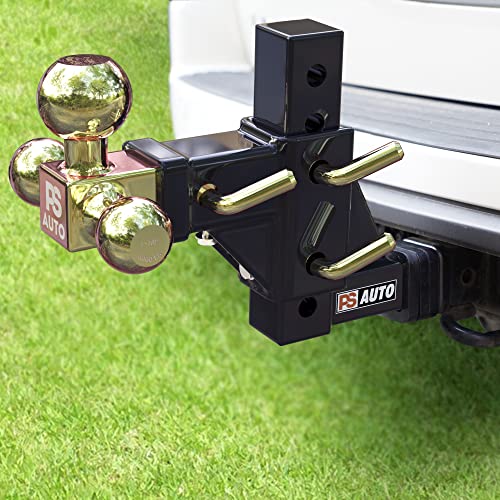 Tri-Ball Adjustable Trailer Hitch β Fits 2-inch Receiver, 5.70-inch Drop, Trailer Hitch, Tri-Ball Hitch, Adjustable, Ball Mount Hitch - 10,000 LBS, 1-7/8, 2 and 2-5/16 inch Balls, Solid Tube Hitch