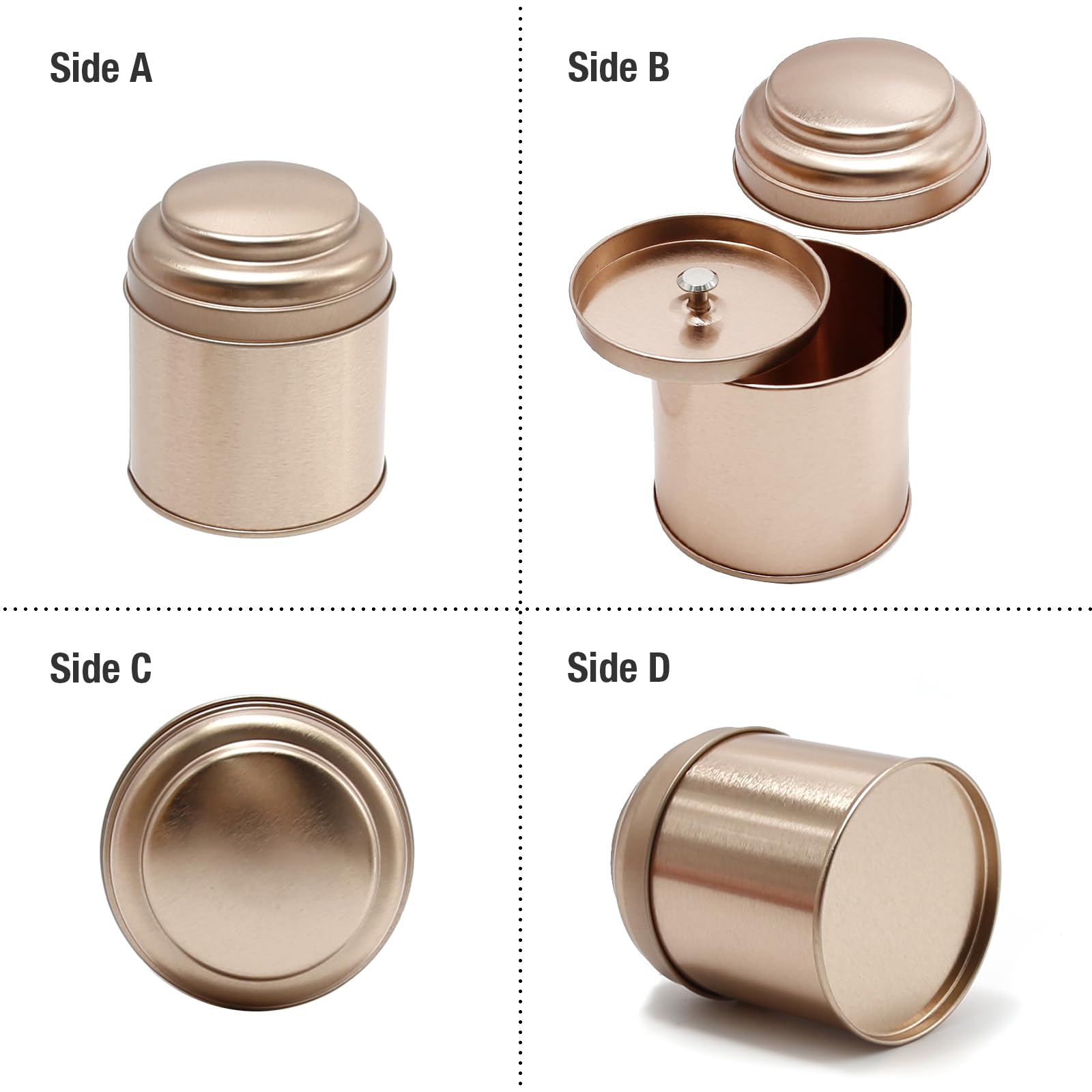 YSDADEEN 6 Pack Tea Tins Canister with Airtight Double Lids, Loose Leaf Tea Storage, 8 oz Round Tin Can Box for Loose Tea Bags Coffee Sugar Candy Spices
