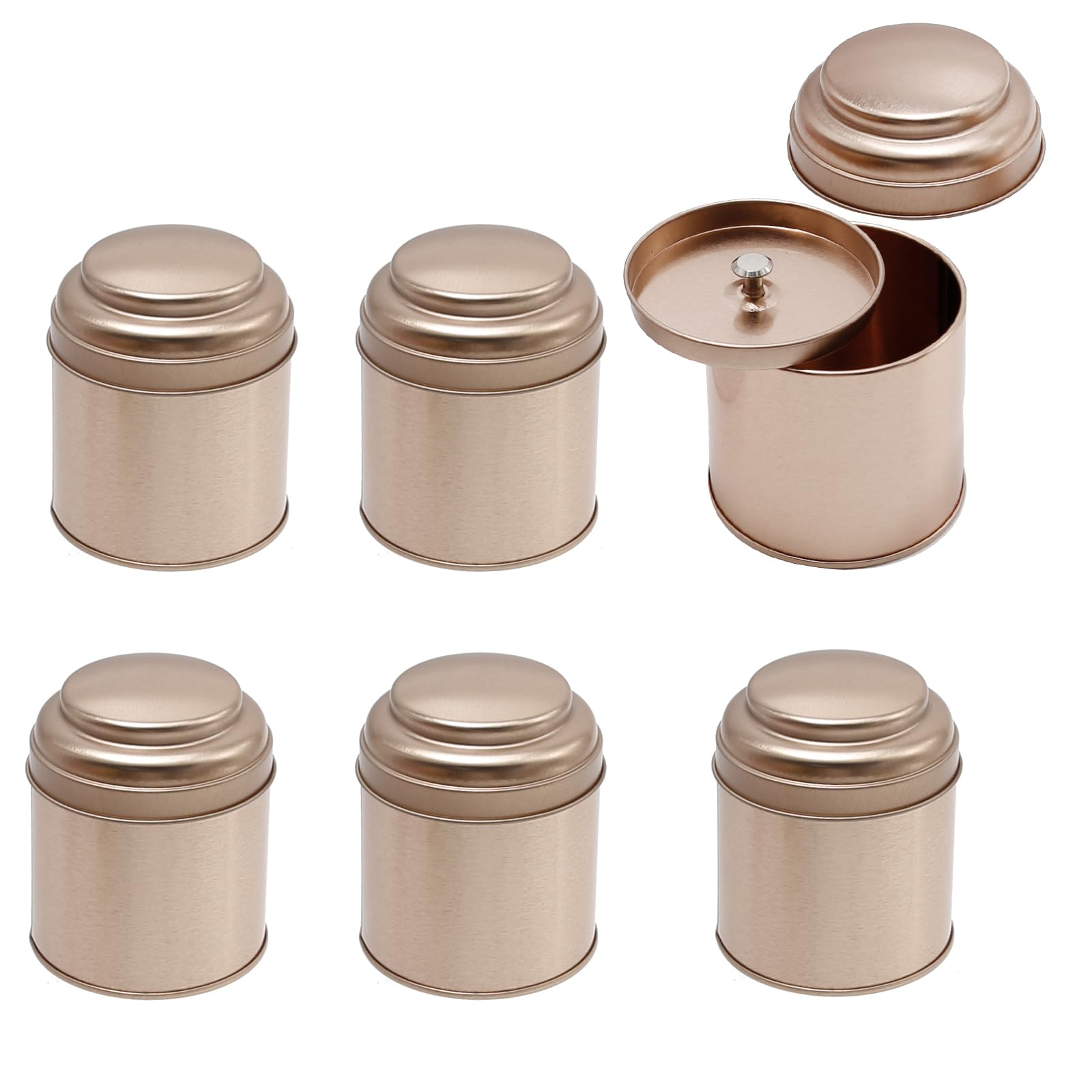 YSDADEEN 6 Pack Tea Tins Canister with Airtight Double Lids, Loose Leaf Tea Storage, 8 oz Round Tin Can Box for Loose Tea Bags Coffee Sugar Candy Spices