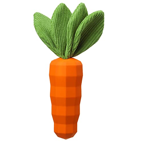 Dog Squeaky Chew Toys for Aggressive Chewers, Rubber Carrot Dog Toys for Training and Cleaning, Durable Interactive Tough Dog Toy for Puppy Medium Large Dogs
