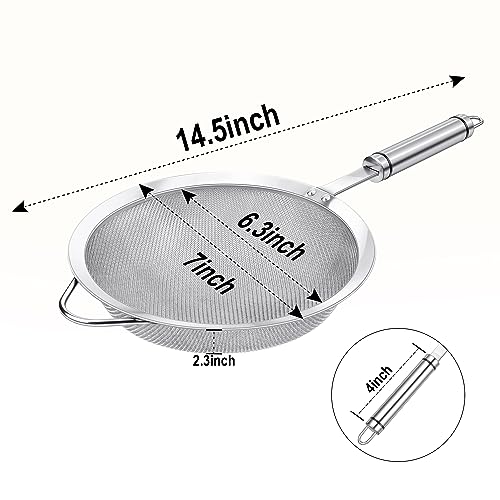 6.3 Inch Fine Mesh Strainers, Practical Size 304 Stainless Steel Sieve Sifters, Metal Food Strainers with Sturdy Handles, Excellent for Sifting Dry ingredients, Flour, Pasta, and Rice