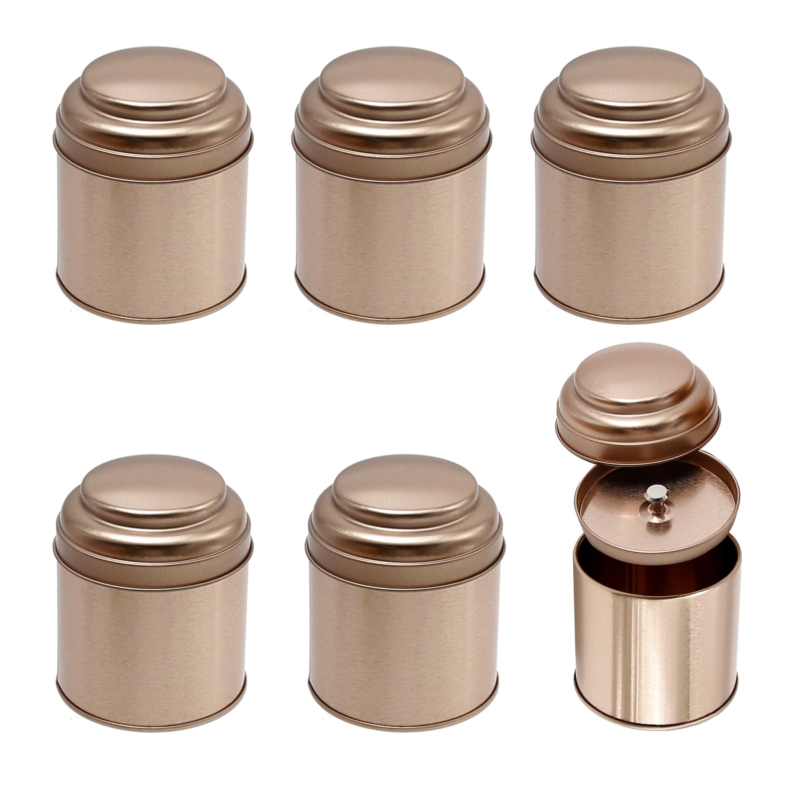 YSDADEEN 6 Pack Tea Tins Canister with Airtight Double Lids, Loose Leaf Tea Storage, 8 oz Round Tin Can Box for Loose Tea Bags Coffee Sugar Candy Spices