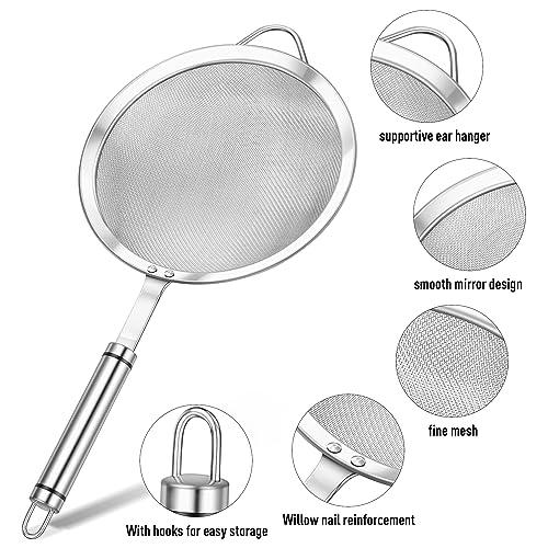 6.3 Inch Fine Mesh Strainers, Practical Size 304 Stainless Steel Sieve Sifters, Metal Food Strainers with Sturdy Handles, Excellent for Sifting Dry ingredients, Flour, Pasta, and Rice