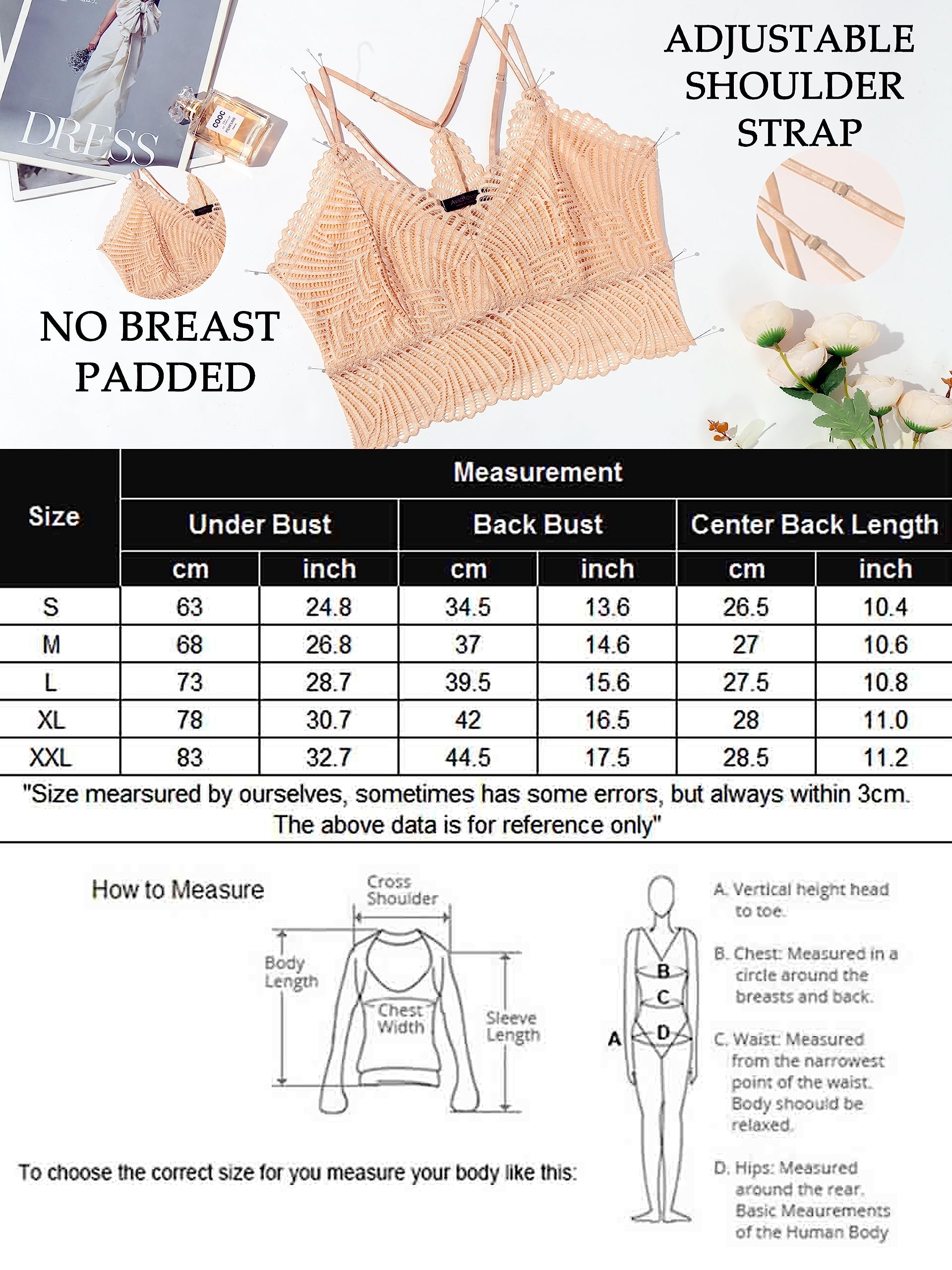 Avidlove Lace Bralette for Women Sexy Cropped Camisoles Racerback Light Double-Layered Crop Top Beige