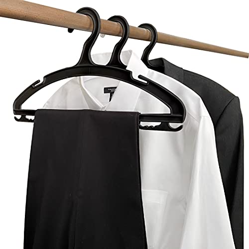 Lily's Home Space Savers Heavy Duty Plastic Hangers with Skirt and Strap Hooks and Non Slip Grips for Strappy Clothing (Black, Pack of 20)