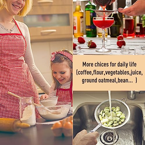 6.3 Inch Fine Mesh Strainers, Practical Size 304 Stainless Steel Sieve Sifters, Metal Food Strainers with Sturdy Handles, Excellent for Sifting Dry ingredients, Flour, Pasta, and Rice