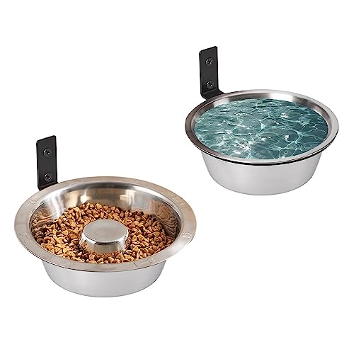 FOYO Elevated Slow Feeder Dog Bowls, Raised Dog Food and Water Bowls,Wall Mounted Pet Comfort Feeding Bowls for Small Dogs and Cats