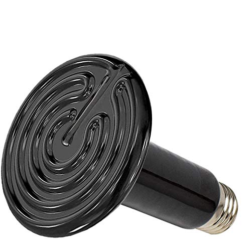 BOEESPAT 250W Ceramic Heat Emitter Reptile Heat Lamp Bulb Chicken Heater Light for Pet Brooder Coop Lizard Turtle Aquarium Snake, No Harm No Light (Black)