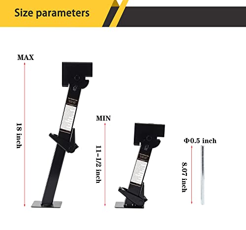 Pair of Trailer Stabilizer Jacks Telescoping RV Camper Accessories for Travel 450kg(1000 Lbs) Capacity Each, 11.5"-18"