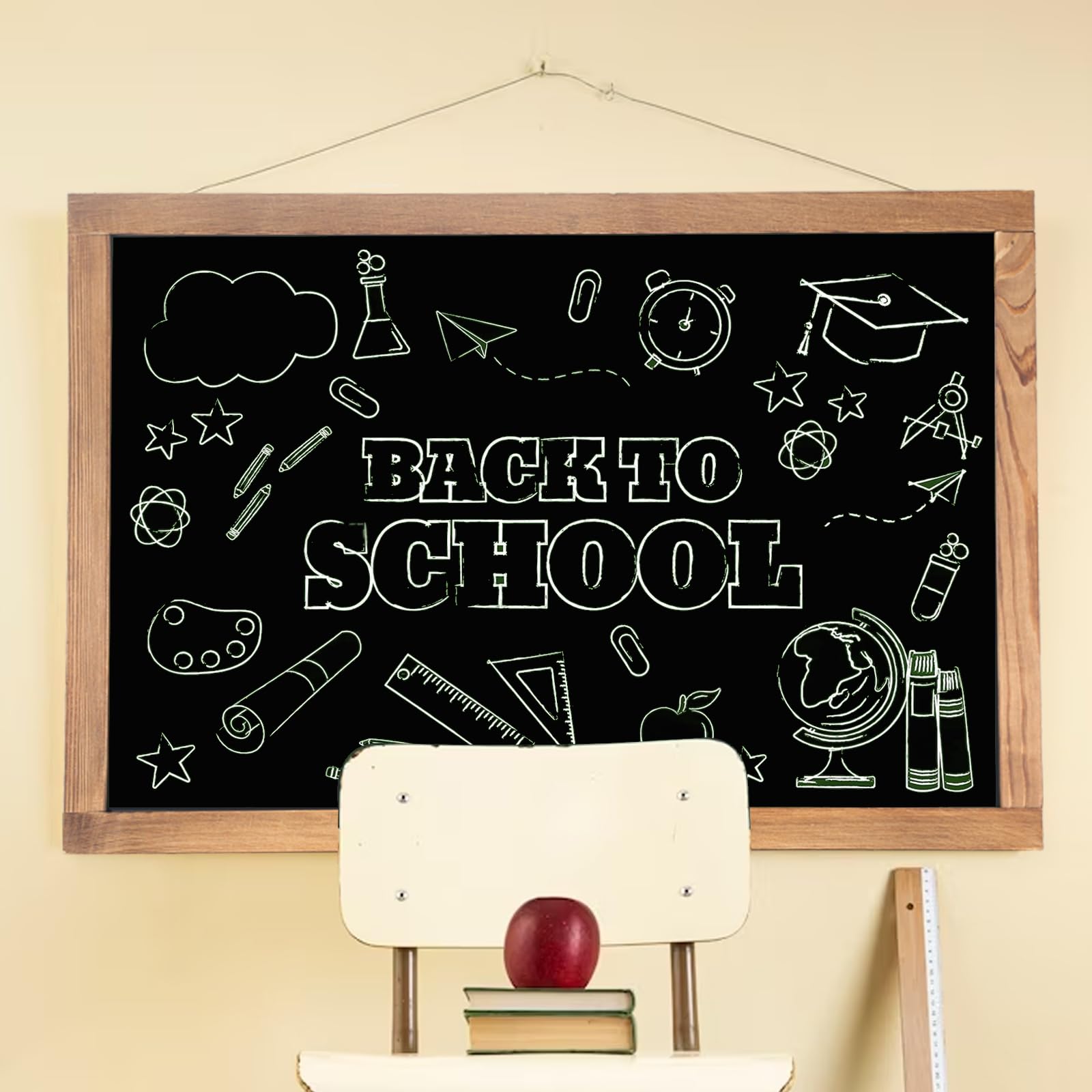 KOOLDE 16" x 24" Magnetic Chalkboard Large Hanging Framed Wall Chalk Board Combination Chalk Board & Bulletin Board Rustic Framed Blackboard for Kids, Home, Office, Restaurant