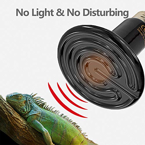 BOEESPAT 250W Ceramic Heat Emitter Reptile Heat Lamp Bulb Chicken Heater Light for Pet Brooder Coop Lizard Turtle Aquarium Snake, No Harm No Light (Black)
