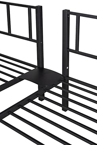 Tmosi Triple Bunk Beds, 3 Twin Bunk Beds for Kids Teens Boys Grils,Metal Heavy Duty Bunk Bed with Guardrail Ladder,Convert into 3 Twin Beds (Black)
