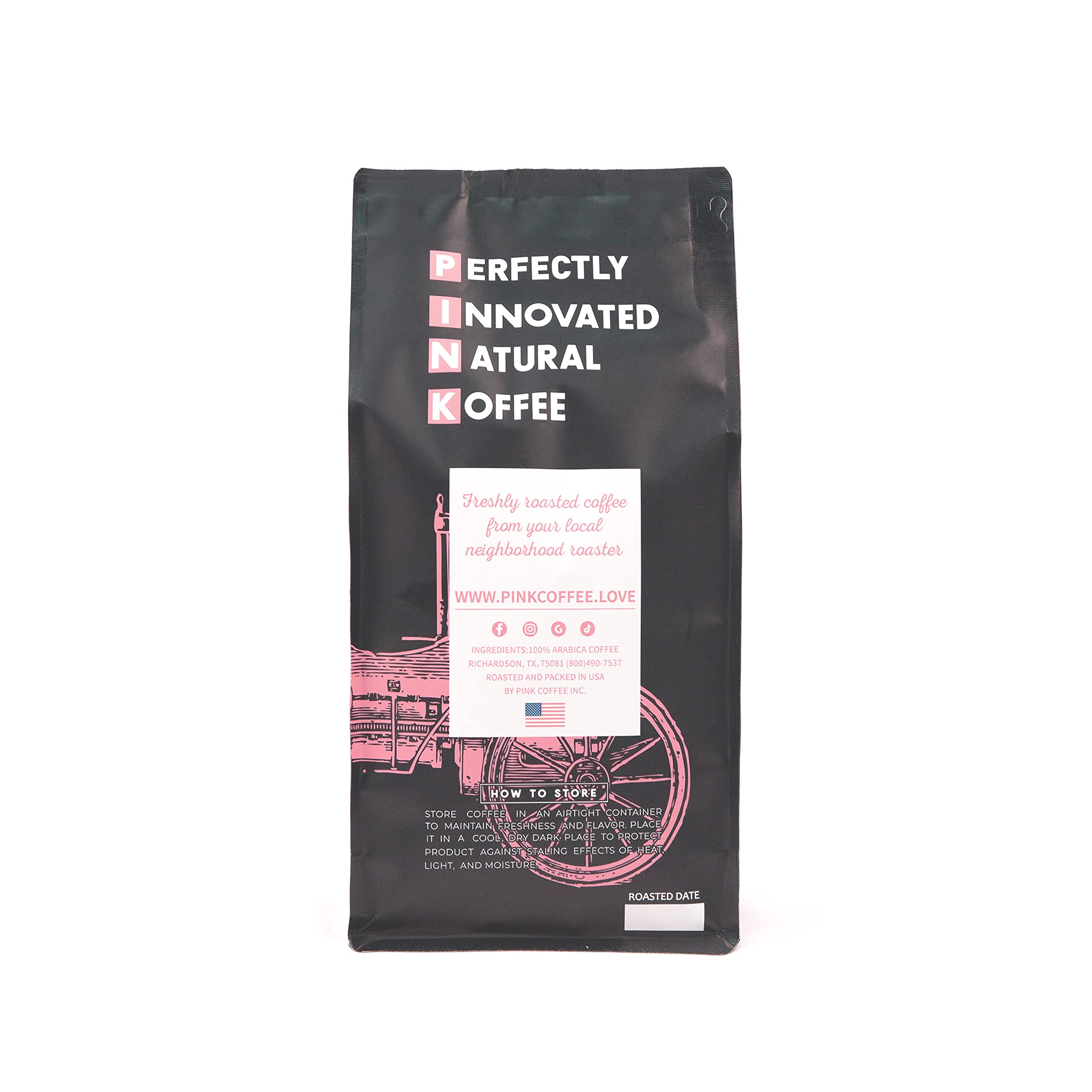 Pink Coffee,Black Pink Blend, Medium-Dark Roast, Whole Bean Coffee, 17 oz, Arabica Beans, Premium Quality, Roasted And Packed In USA ASIN: B0C66NNR9Q