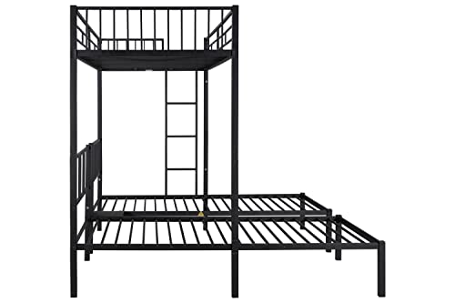 Tmosi Triple Bunk Beds, 3 Twin Bunk Beds for Kids Teens Boys Grils,Metal Heavy Duty Bunk Bed with Guardrail Ladder,Convert into 3 Twin Beds (Black)