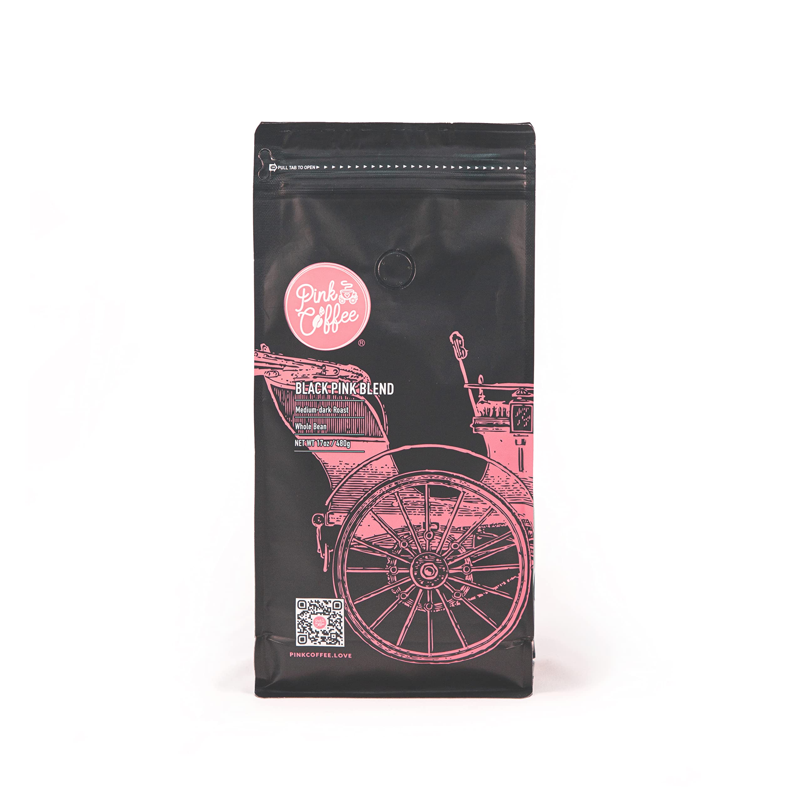 Pink Coffee,Black Pink Blend, Medium-Dark Roast, Whole Bean Coffee, 17 oz, Arabica Beans, Premium Quality, Roasted And Packed In USA ASIN: B0C66NNR9Q