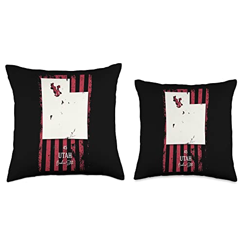 Utah State Map USA Throw Pillow, 16x16, Multicolor