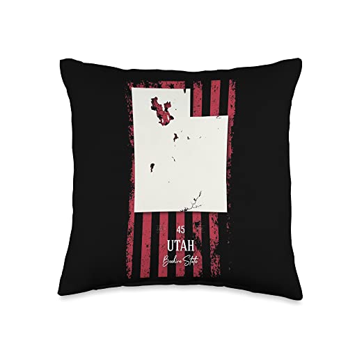 Utah State Map USA Throw Pillow, 16x16, Multicolor