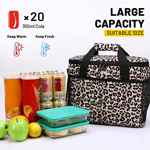 MIER 18L Large Soft Cooler Insulated Picnic Bag for Grocery, Camping, Car, Leopard
