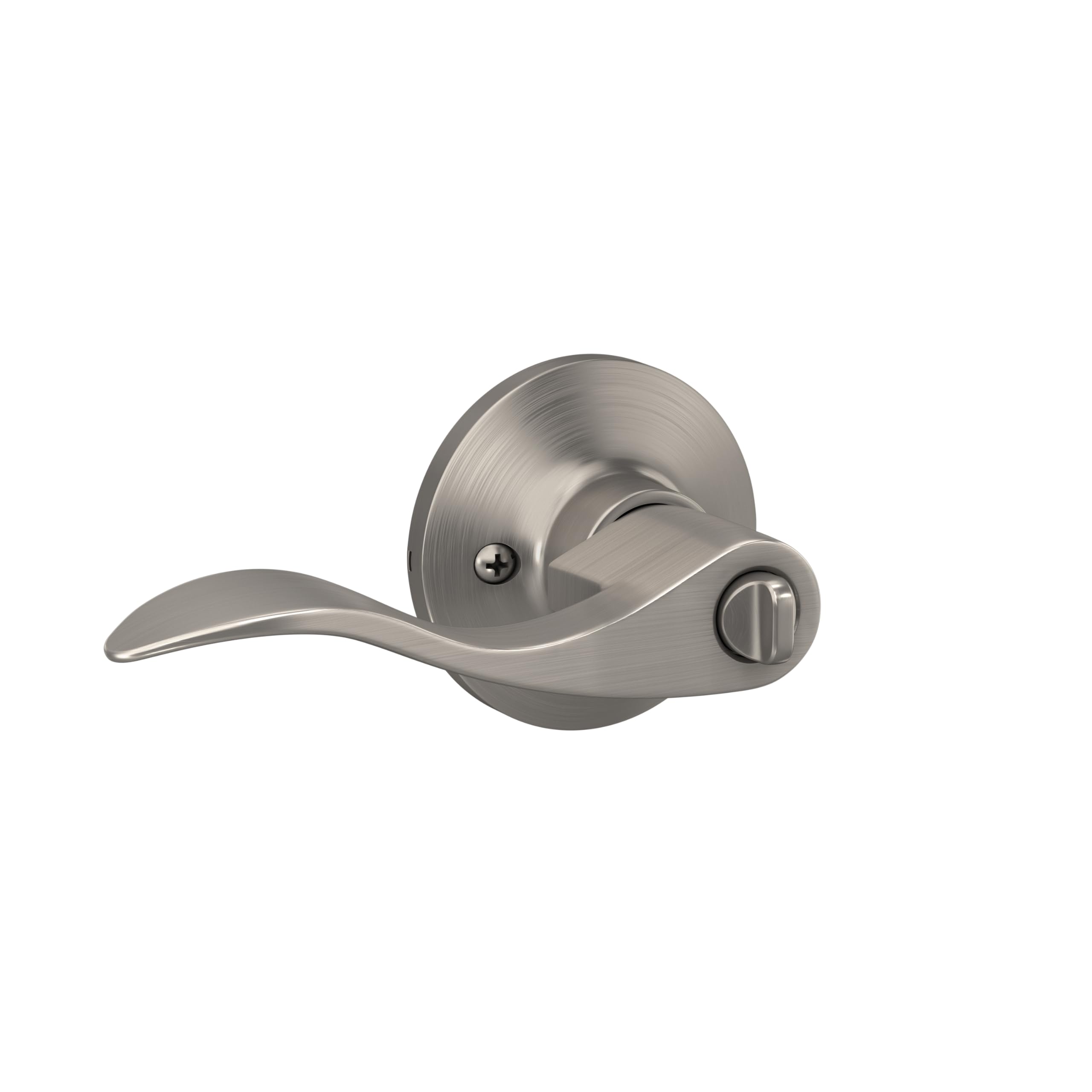 Lock Scout Wave Lever with Round Trim Keyed Entry Door Handle, Satin Nickel Finish