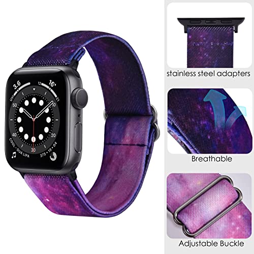 MOFREE Stretchy Strap Compatible for 40mm Apple Watch Band 41mm/40mm/38mm Series 7/6/SE/5 Adjustable Nylon Sport Women Men Printed StrapĀ for iWatch Series 4/3/2/1 38mm/40mm Replacement Galaxy