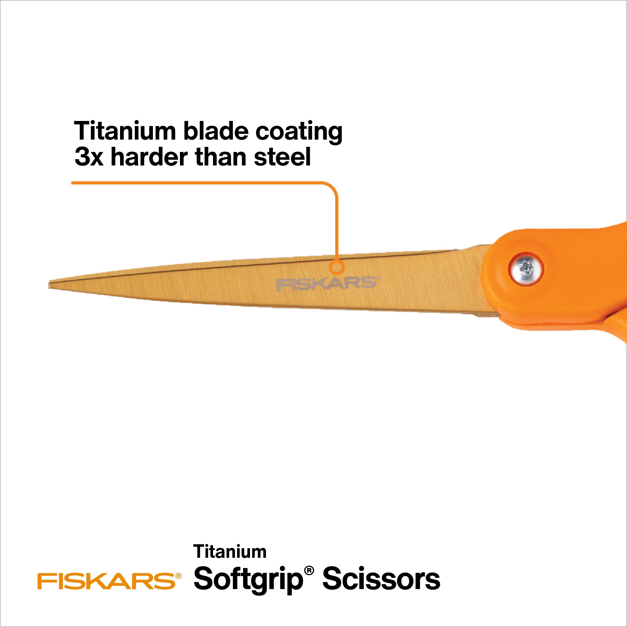 Fiskars 01-004244J Premier Softgrip Titanium Straight Adult Scissors, 8 Inch, Orange