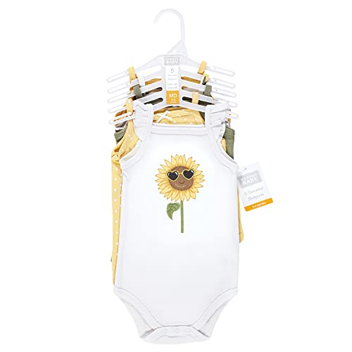 Hudson Baby Unisex Baby Cotton Sleeveless Bodysuits, Sunflower, 3-6 Months